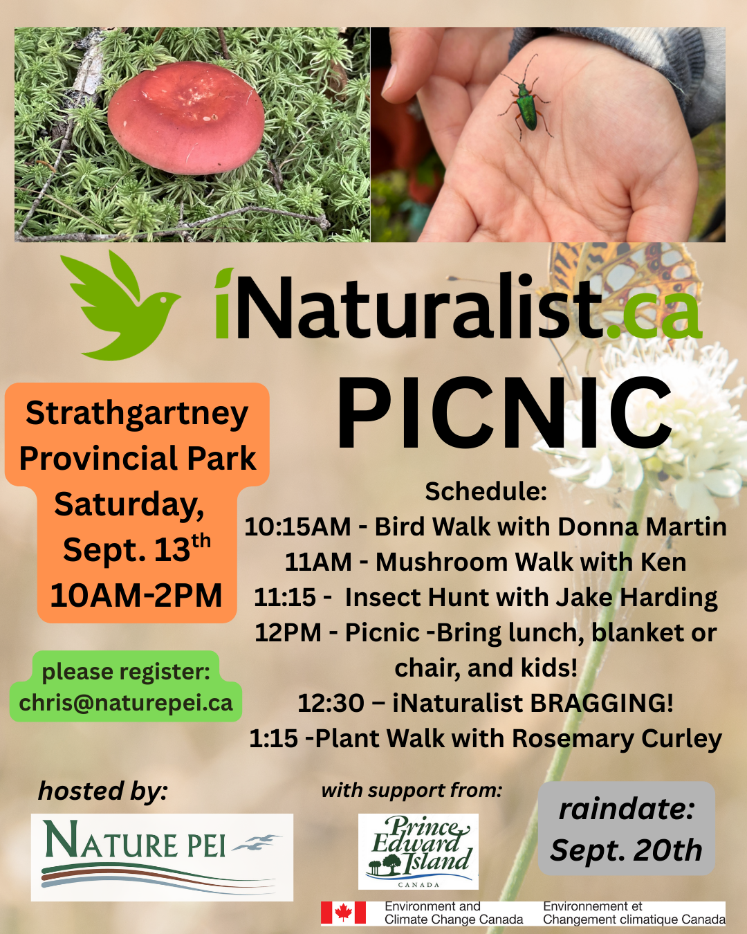 iNaturalist Picnic Sat., Sept. 13th - Full Schedule of Events - Nature PEI